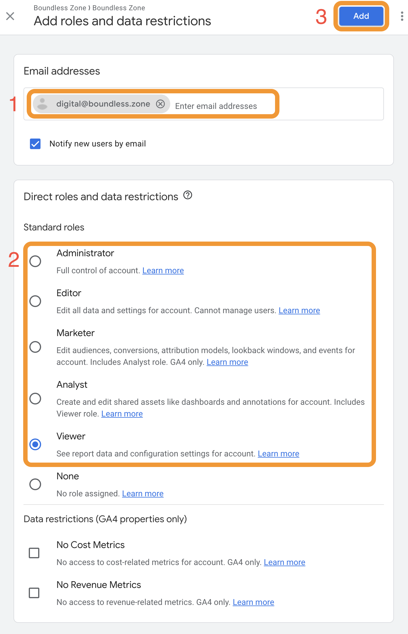 Google Analytics Account Access – Boundless Zone
